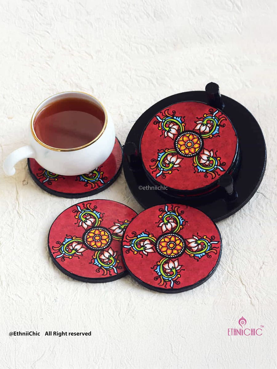Coasters - Round - Kerala Mural Motifs – EthniiChic