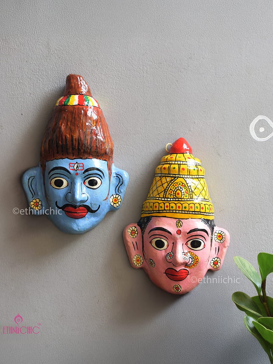 Shiv Parvathy Cheriyal Mask - 9" – EthniiChic